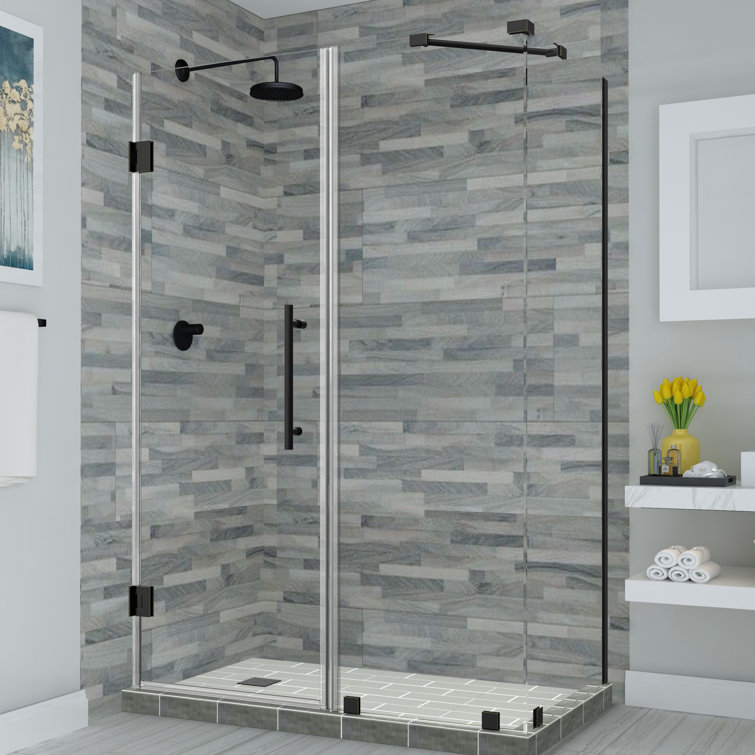 Aston Bromley 72" H Semi-Frameless Rectangle Reversible Shower Enclosure | Wayfair